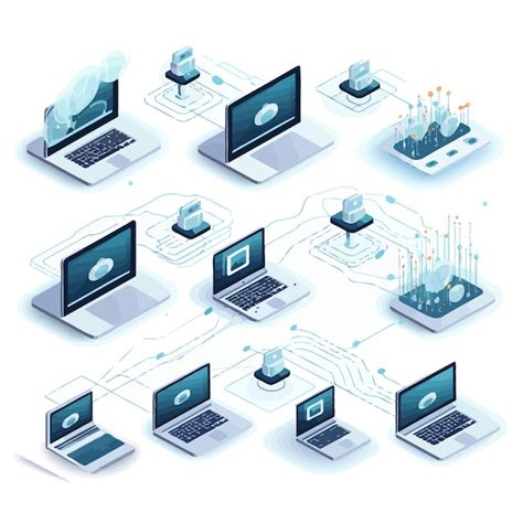 premium vector website data transfer icon set with laptops vector