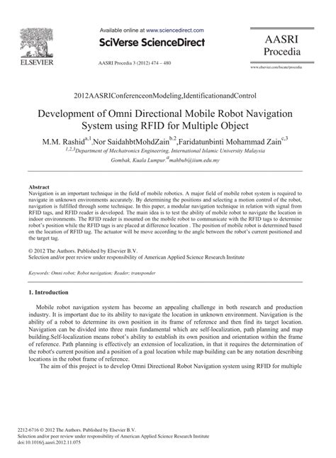 Pdf Development Of Omni Directional Mobile Robot Navigation System Using Rfid For Multiple Object