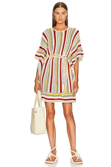 Zimmermann Vitali Multi Stripe Knit Poncho In Yellow Multi Stripe Revolve