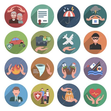 Premium Vector Insurance Icons Flat Set