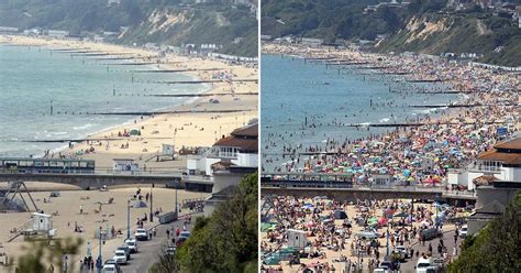 Bournemouth Beach Pictures One Day Apart Suggest Crowds Have Heeded