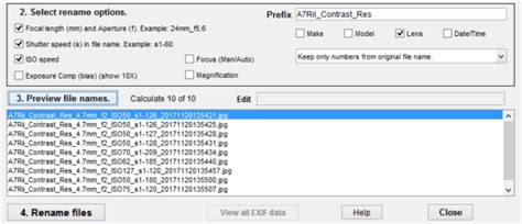 Rename Files Using EXIF Data Imatest