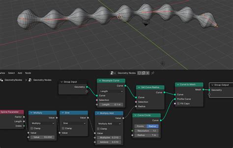 Geonodes Absolute Value Of Sine For Curve Radius Modeling Blender Artists Community