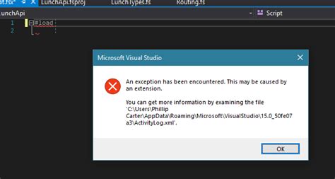Exception When Typing Something At The Top Of A New Script File In Net