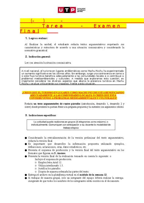 🔴 Ac S18 Semana 18 Tema 01 Tarea Examen Final Redaccion 2 🔴