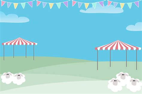 파머 마켓 여름 행사 도시 풍경 배경 배너 포스터 디자인 벡터 일러스트레이션 음식 축제 시장에 대한 유행 농장 바자회를 위한 프로모션 개념입니다 복사 공간 만화 양 소 농장