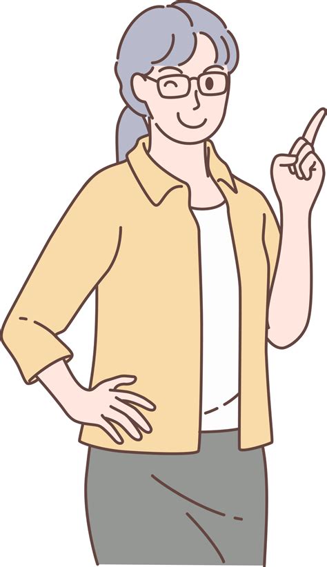 Illustration Of Femel Teacher Pointing Characters Hand Drawn Style 35573836 Png