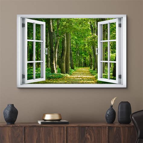 Idea4wall Window Scenery Window View Trail Path Springtime Green Tree