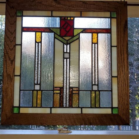Craftsman Style Stained Glass Window Etsy