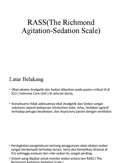 Rass The Richmond Agitation Sedation Scale Pdf