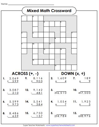 Maths Crossword Puzzles