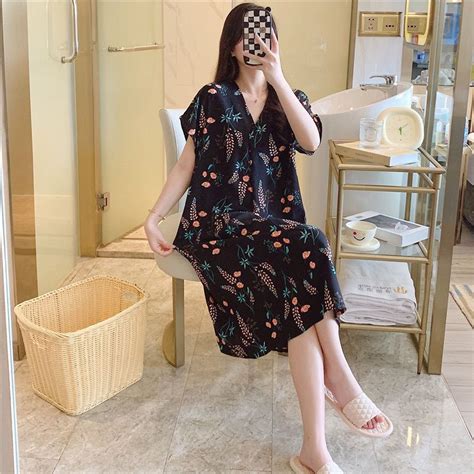 【ready Stock】45 80kg Universal Size Night Dress Cotton Silk Nightwear