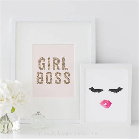 Girl Boss Gold Decor Gold Glitter Girl Boss Print Boss Etsy