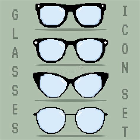 Pixelated Colored Eyeglasses Icons Set Vector Stock Vector Illustration Of Attractive Funny