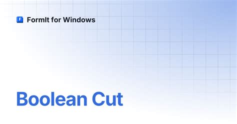 Boolean Cut Formit For Windows