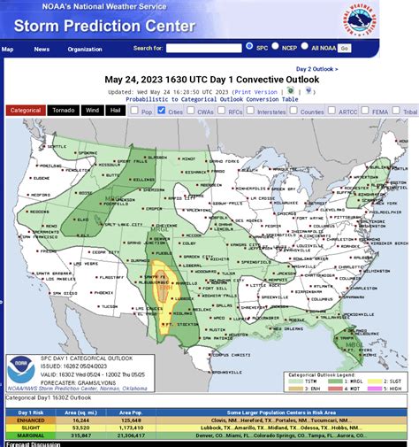 Spc Convective Day 1 Outlook Upgraded To Enhanced 5 24 23 R Tornado