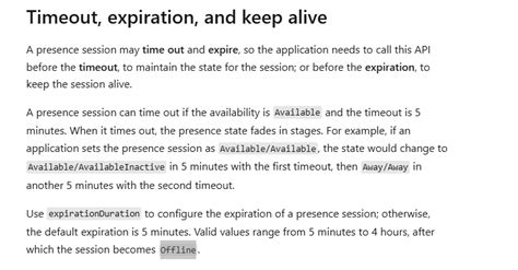 setpresence graph api expirationduration time out value no effect