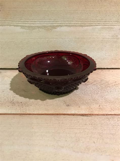 Vintage Avon Cape Cod Ruby Red Glass Candy Dish Small Bowl Etsy