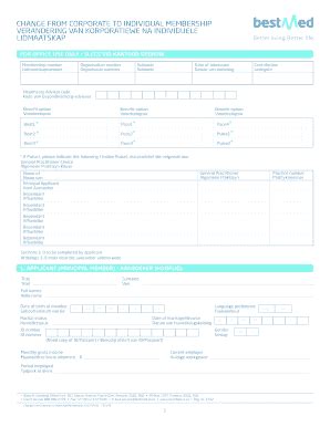 Fillable Online Change From Corporate To Individual Membership