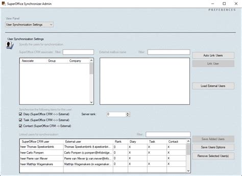 User Synchronization Settings Infobridge