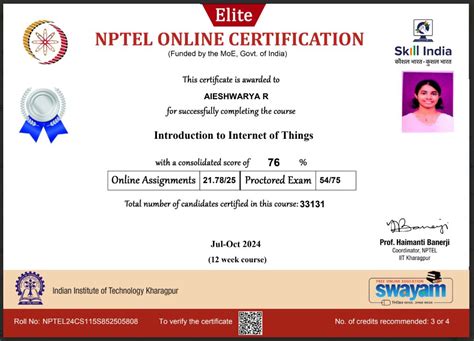 Aieshwarya R On Linkedin Nptel Iot Skilldevelopment Technology
