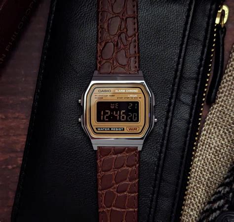 Custom Casio A158 Vintro Genuine Leather Hand Notched Strap Casio