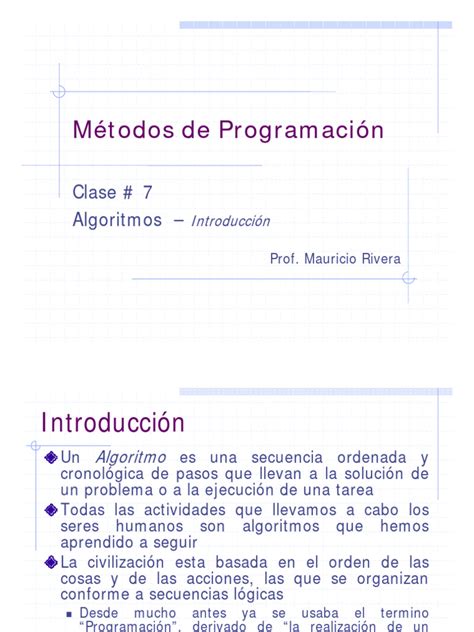 Metprog Clase 07 Algoritmos Pdf Algoritmos Programa De