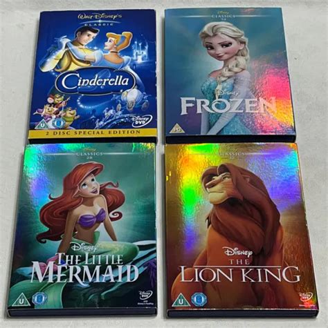 Cinderella Frozen Little Mermaid And Lion King 4 Disney Animation Dvd