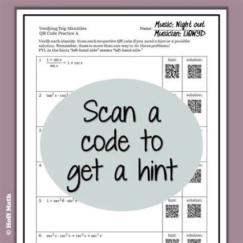 Verifying Trigonometric Identities Practice With Qr Codes By Hoff Math