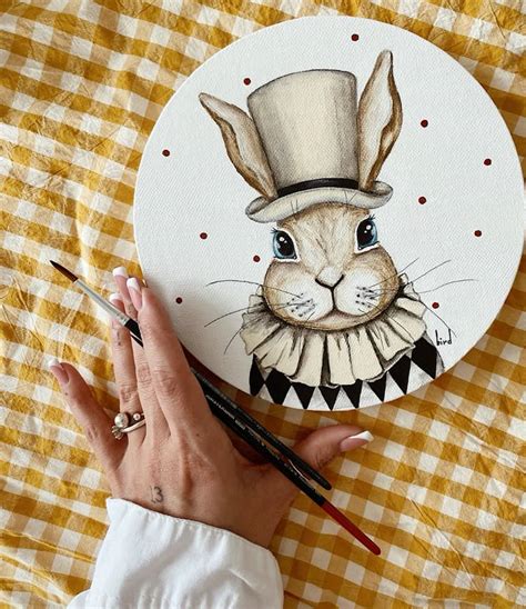 Кролик Уильям Круглая картина Цветное искусство Холст