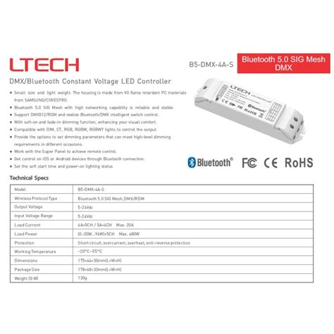 dmx bluetooth constant voltage led controller b5 dmx 4a s