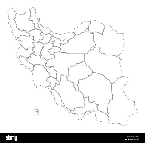 Iran Outline Silhouette Map Illustration With Provinces Stock Vector