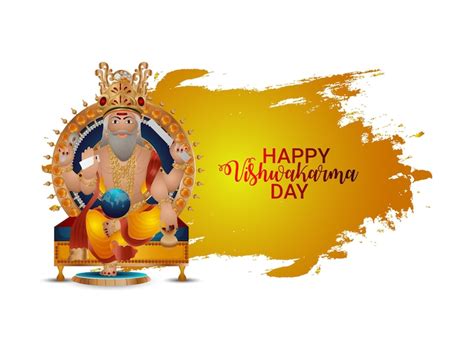 Premium Vector Creative Illustration Of Vishwakarma An Architect And Universe Divine Engineer