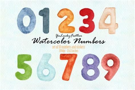 Numbers Watercolor Clipart And Stickers Graphic By YuLuckyFeather