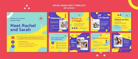 다채로운 인플 루 언서 소셜 미디어 게시물 무료 Psd 파일
