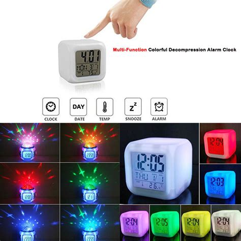 Multifunktions 7 Farben Ändern Led Digital Wecker Grandado
