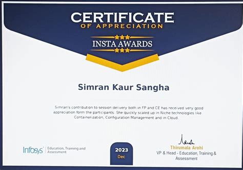 Dr Simran Kaur Sangha On Linkedin Insta Award🥳 Infosys 30 Comments