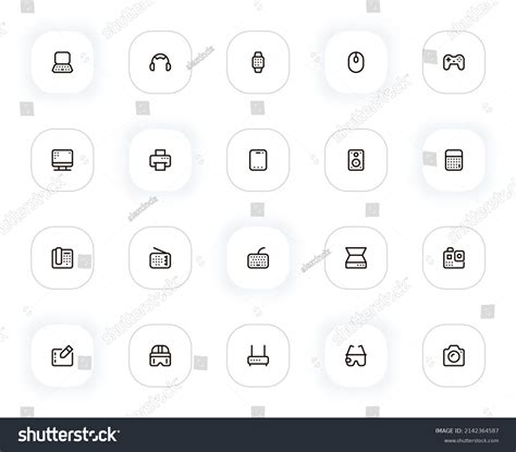 Computers Devices Line Icons Set Editable Stock Vector Royalty Free