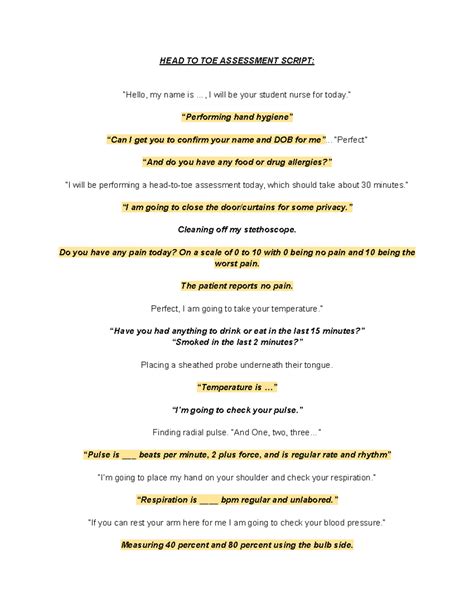 Head To Toe Assessment Script Head To Toe Assessment Script “hello