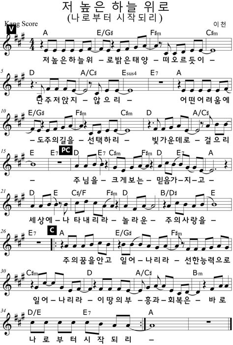저높은하늘위로나로부터시작되리 A Ccm악보