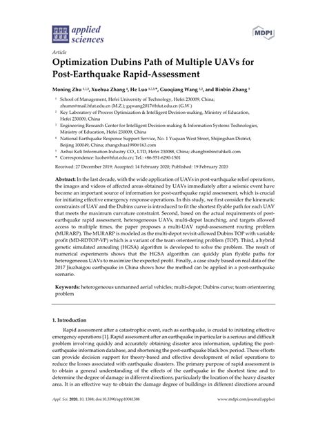 Pdf Optimization Dubins Path Of Multiple Uavs For Post Earthquake