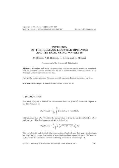 Pdf Inversion Of The Riemann Liouville Operator And Its Dual Using