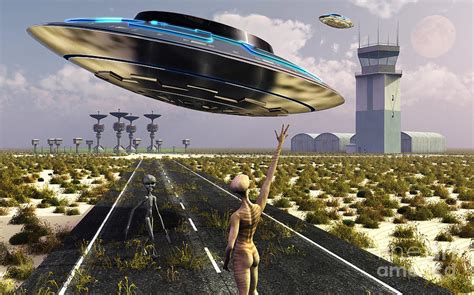 An Alien Spaceport At A Top Secret Digital Art By Mark Stevenson Fine