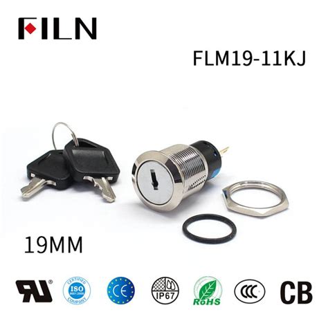 Great Key Lock Push Button Switch 19mm Metal Keyed Switch 3 Pin Push Button Switch