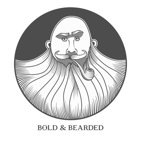 Bold And Bearded Man With Smoking Pipe Stock Vector Illustration Of