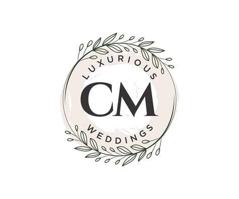 Cm Initials Letter Wedding Monogram Logos Template Hand Drawn Modern