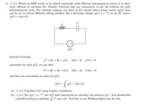 Solved Pts When An ODE Needs To Be Solved Repeatedly Chegg Com
