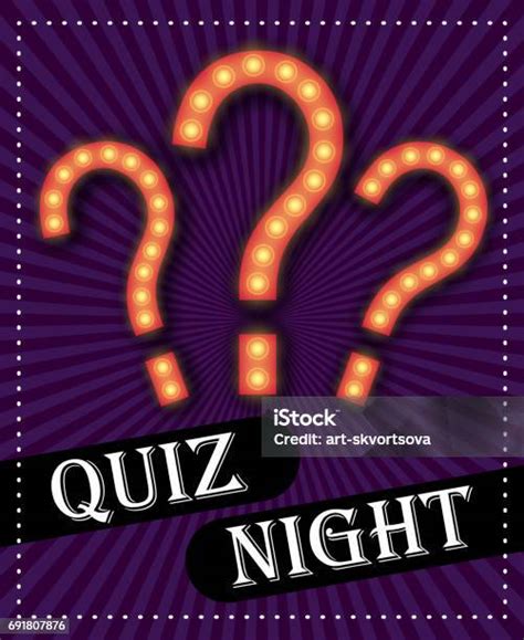 퀴즈 밤 발표 포스터 디자인 웹 배너 배경 벡터 일러스트 레이 션 펍 퀴즈 펍이 나 바 나이트 클럽에서 개최 현대 출판 팀 게임입니다 질문 게임 빛나는 복고풍 빛 배너