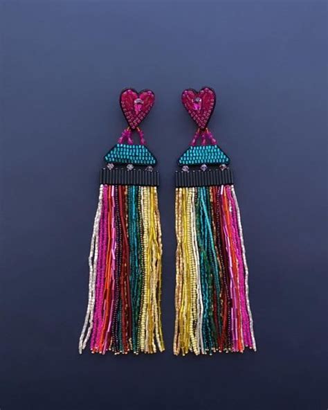 Multicolored Beaded Heart Shaped Earrings
