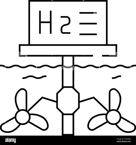 Floatage Station For Hydrogen Production Line Icon Vector Illustration